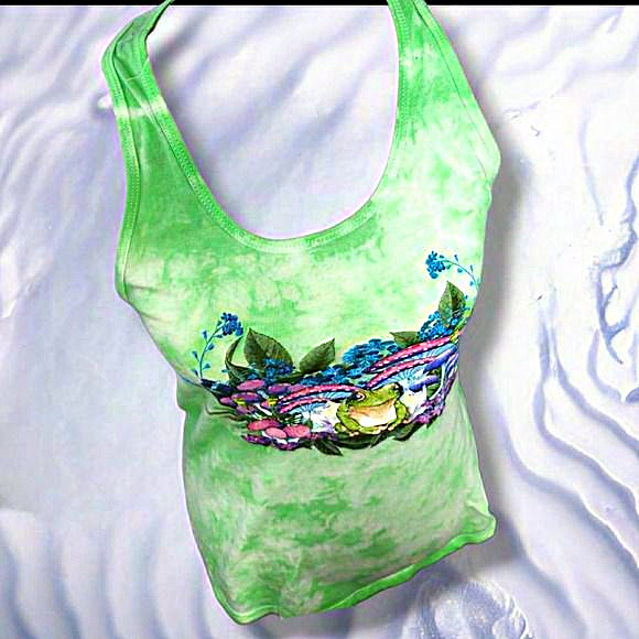 Hot Topic | Tops | Hot Topic Green Tie Dye Frog Tank | Poshmark
